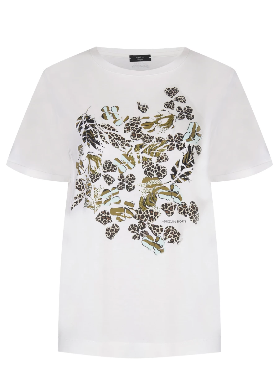 Футболка хлопковая от Marc Cain за 14 160 рублей со скидкой 20 цвет белый артикул Us 48 51