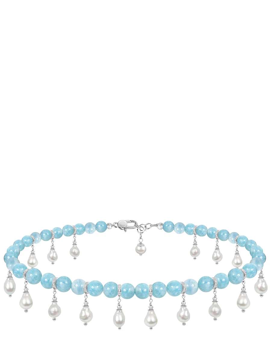Чокер с жемчужными каплями из аквамарина от SOLNYSHKO MIRA за 26 900 ...